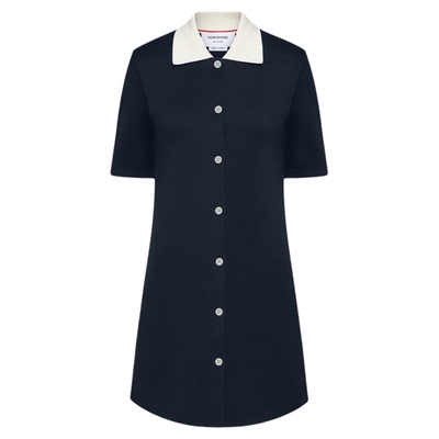 廓形针织polo衫连衣裙撞色领