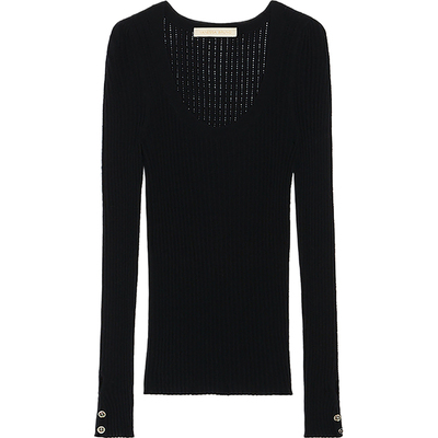 【折扣】Vanessa Bruno 女秋冬挑窿针织上衣打底衫