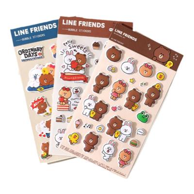 LINE FRIENDS布朗熊3d立体泡泡贴卡通贴画可爱手机贴纸电脑贴纸手帐贴纸贴贴纸颜值高创意浮雕儿童奖励贴纸