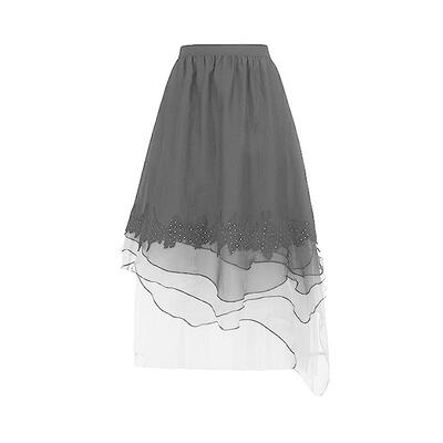 s.deer欧根纱绣花不规则半身裙