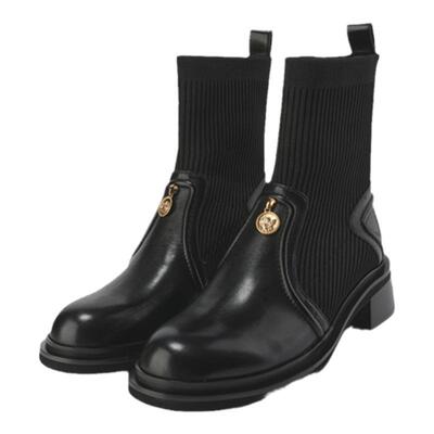 Morrell Maxie黑色针织袜筒靴女冬季厚底增高短靴｜MW244030BK