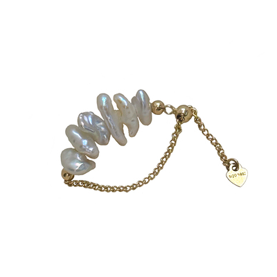 TYUSHA淡水keshi珍珠指链戒指