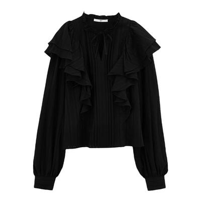 SLY法式优雅浪漫系带长袖衬衫