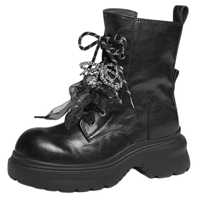 红蜻蜓马丁靴女鞋2025冬季新款时尚百搭短筒靴厚底增高机车靴女鞋