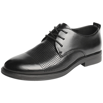 森达休闲皮鞋男夏新鞋面打孔舒适透气通勤牛皮平跟休闲鞋JDZ58BM5