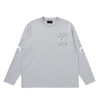 Makemore亮片串珠纯棉火焰长袖男