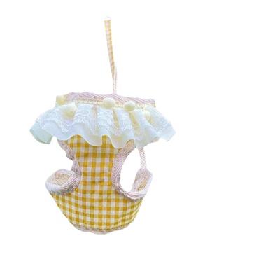 春夏花边格子猫咪胸背小香风狗狗牵引绳宠物外出防跑遛狗绳子