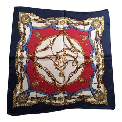 春秋空姐商务风仿真丝波点小方巾