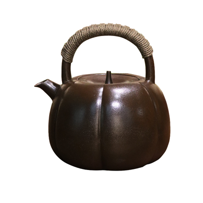 提梁煮茶壶手工柴烧陶壶可明火