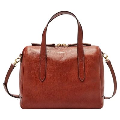 自营Fossil女士悉尼皮革挎包中号棕色时尚简约百搭适合通勤 美国