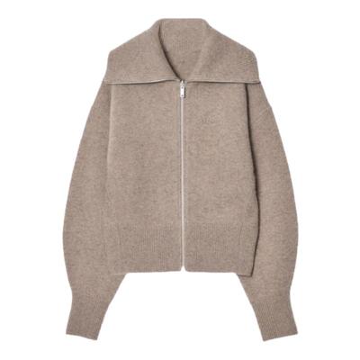 【现货】NOTHING WRITTEN收腰针织飞行员夹克女羊毛罗纹翻领外套