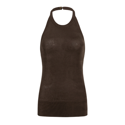 时尚设计感挂脖背心修身挖肩上衣