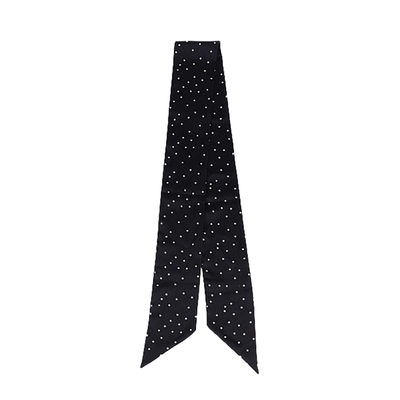 赵露思同款长条飘带颈饰波点丝巾