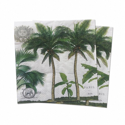 彩色木浆餐巾纸个性印花纸巾蝶骨巴特手帕纸25x25cm椰树