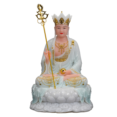 慈缘阁天清汉白玉地藏王菩萨家用供奉地藏菩萨像佛像娑婆三圣摆件