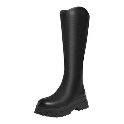 百思图末路狂花冬商场新款加绒V口显瘦骑士靴女长筒靴M5301DG4Z