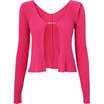 【38开门红】Jacquemus 秋冬女士带缀饰罗纹针织开襟衫毛衣外套