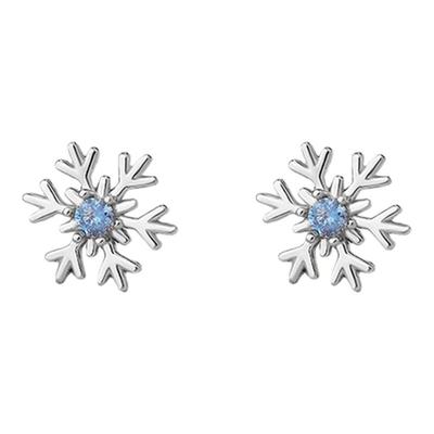 Surprise 999纯银蓝钻雪花耳钉女养耳洞睡觉免摘小众高级感耳骨钉