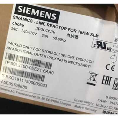议价全新6SL3100-0EE22-0AA0 西门子S120 电源电抗器6SL31000EE22