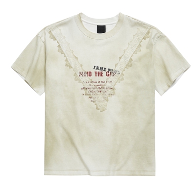 VVNK JANE PLUS秋季做旧蕾丝花边短袖T恤女J530558301A