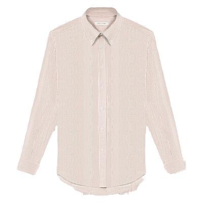 【纯棉牛津纺】水洗条纹长袖衬衫