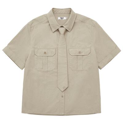 GRVR GROVE官方旗舰店26SS春夏新款韩系短袖衬衫含领带 GS26SHC03