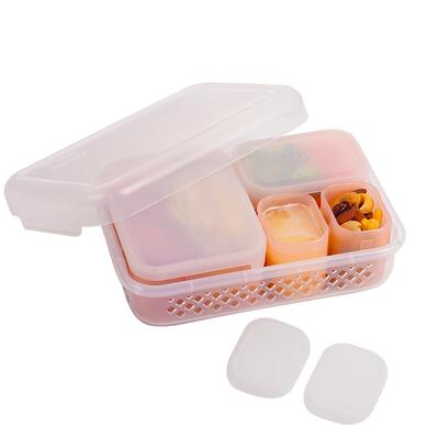 haakaa硅胶辅食餐盒带收纳盒