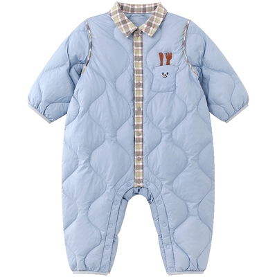 英氏羽绒服男童连体衣秋冬保暖