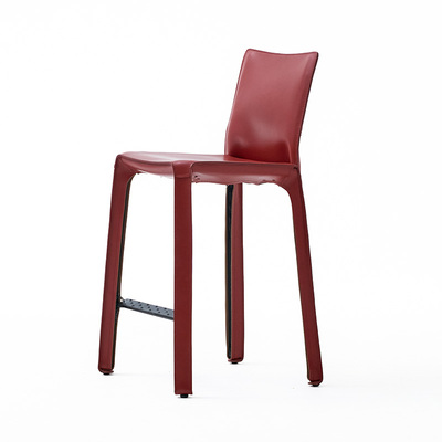 卡布马鞍皮高脚椅马鞍硬皮岛台椅