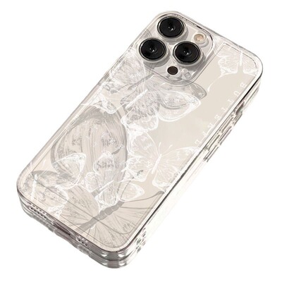 Ink Wash Butterfly Full-Body Silicone Case 适用iPhone 15 Pro Max 14/13/12/11 Soft Protective Cover