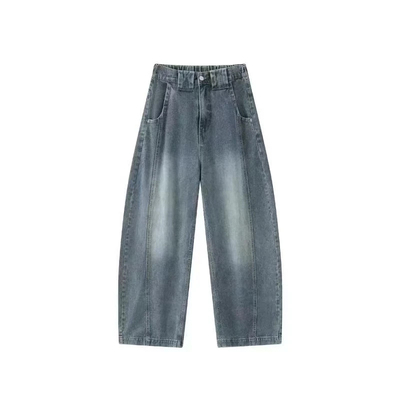 美式复古水洗做旧弯刀裤男牛仔裤