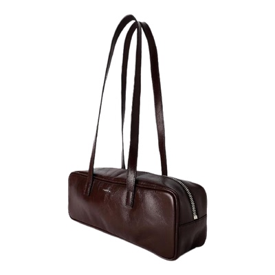 FIBRENO 牛皮法棍包深棕色BAGUETTE BAG DACHSHUND • DARK BROWN