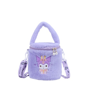 2025新款包包女包毛绒水桶包库洛米毛毛包女可爱儿童小卡通斜挎包