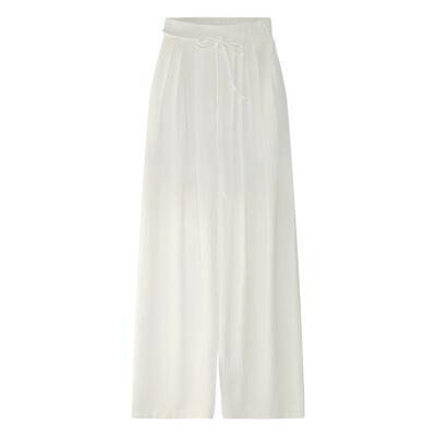 COCOBELLA高腰捏褶气质女阔腿裤通勤早春垂坠直筒休闲长裤PA3027B