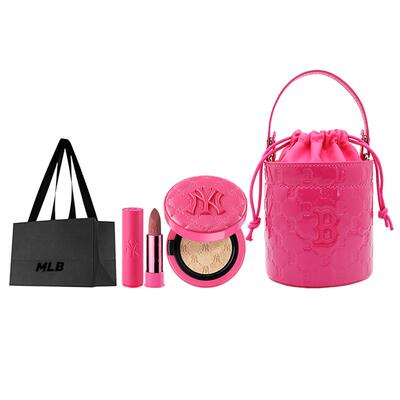 【38焕新周】MLB野莓芭比套装NY水桶包新老花遮瑕气垫唇霜送女友