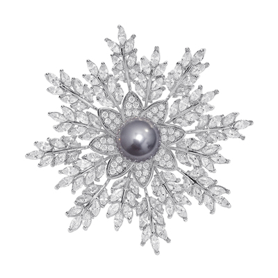 dmd迪曼达银色雪花胸针女百搭