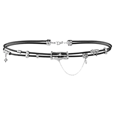 黑色皮革男女chocker锁骨链