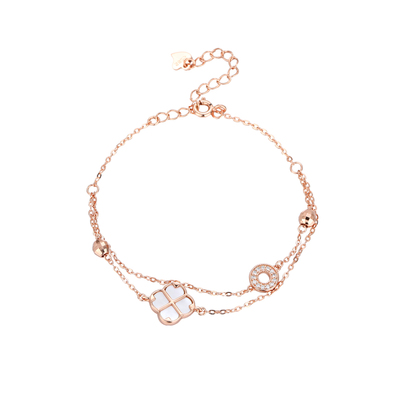 新加坡设计师纯银幸运四叶草手链