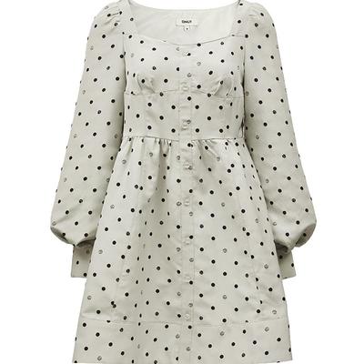 ONLY高腰长袖短款连衣裙