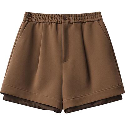 播商场同款松紧腰休闲裤女2024春秋直筒百搭短裤BDR3KD3005