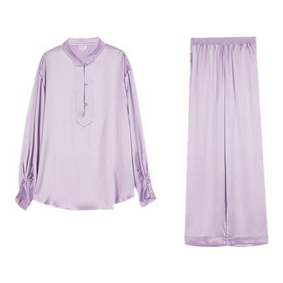 丝侬新中式小立领长袖真丝睡衣