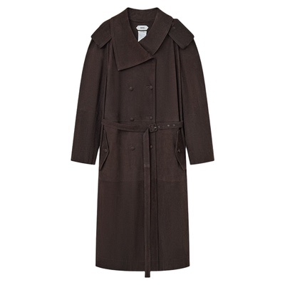 IMMI26PS羊皮大翻领阔肩长大衣