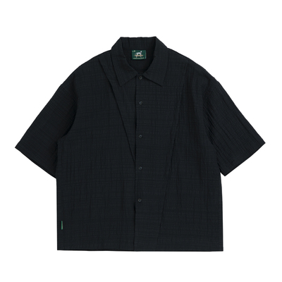todaynowind 25SS 切割折叠设计 纯色夏季轻薄泡泡纱短袖衬衫