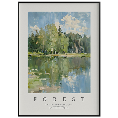 湖畔清影客厅卧室沙发风景自然植物装饰画挂画艺术文艺框油画壁画