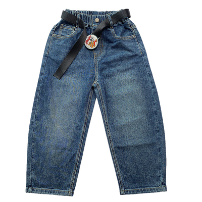 爱木橦2025秋新款男童女童牛仔裤宽松百搭韩版中大童儿童潮7732