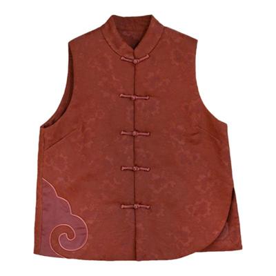 布小匠中式花罗红云纱马夹