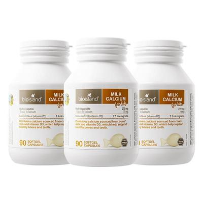 澳洲bioisland佰澳朗德婴幼儿vd钙液体牛乳钙儿童补钙90粒*3瓶装