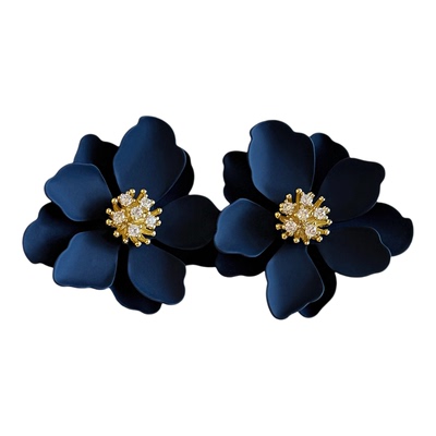 纯银针蓝色花朵气质显脸小耳钉