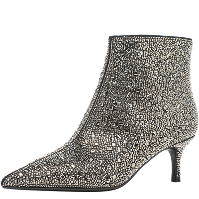 CDF时尚秋冬季新款百搭气质优雅时装靴法式满钻尖头细跟显瘦靴女