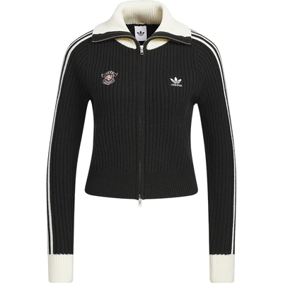 Adidas/阿迪达斯正品三叶草女士翻领休闲修身针织衫KF0718